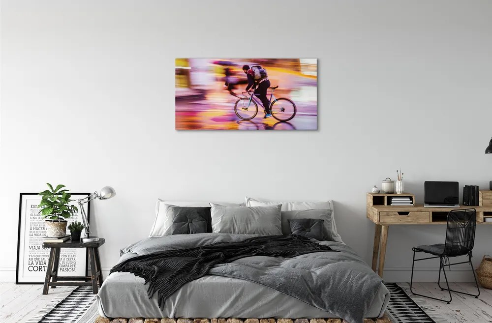 Obrazy na plátně Bike světla muže 125x50 cm