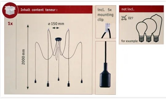 Paulmann 50389 - Lustr na lanku NEORDIC 5xE27/20W/230V pavouk