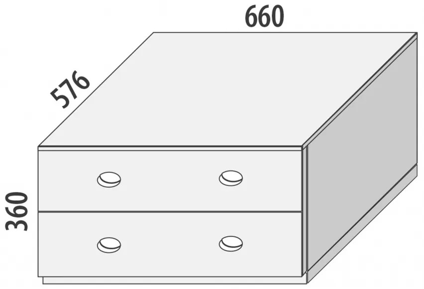 Domestav - DOMINO Skříň 2 zásuvková hloubka 576 buk cink mořený