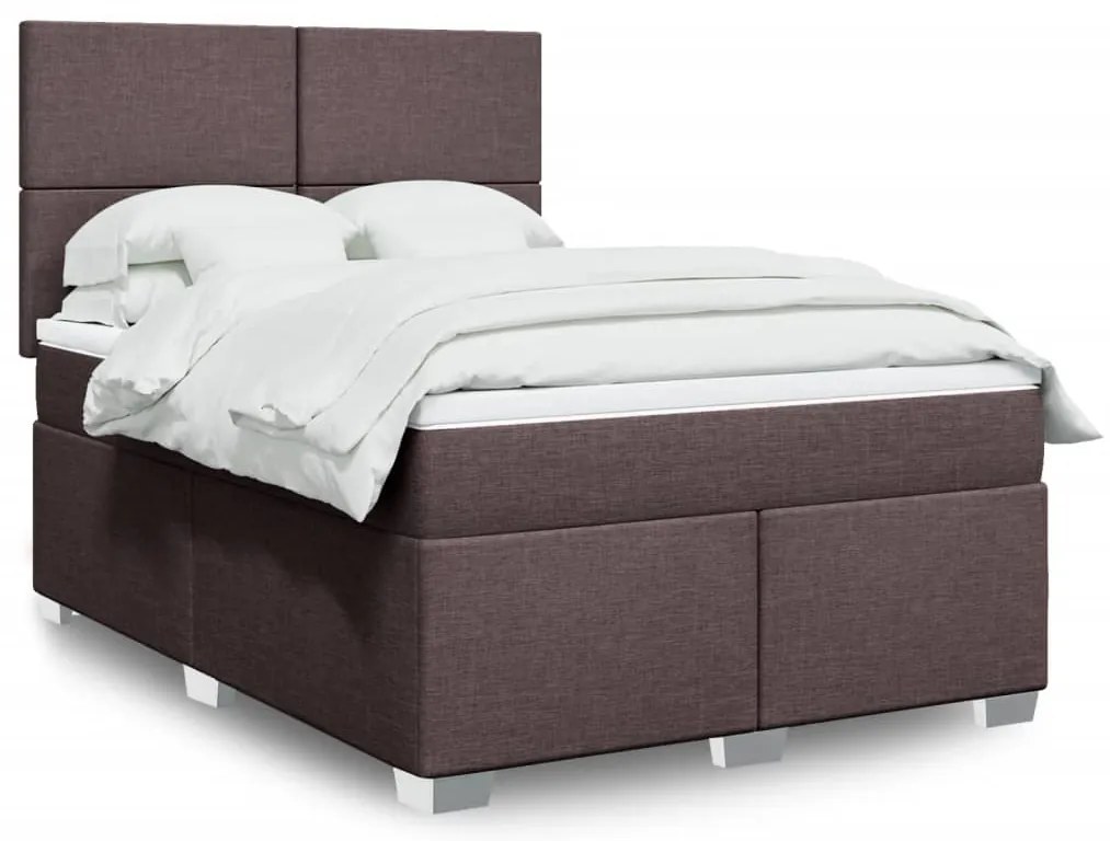 Box spring postel s matrací tmavě hnědá 160x200 cm textil