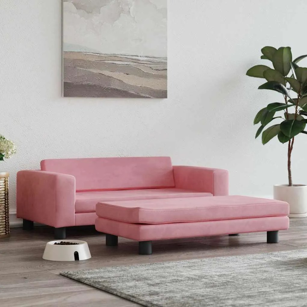 vida Pelíšek pro psa s prodlužovacím dílem růžový 100x50x30 cm samet 172022