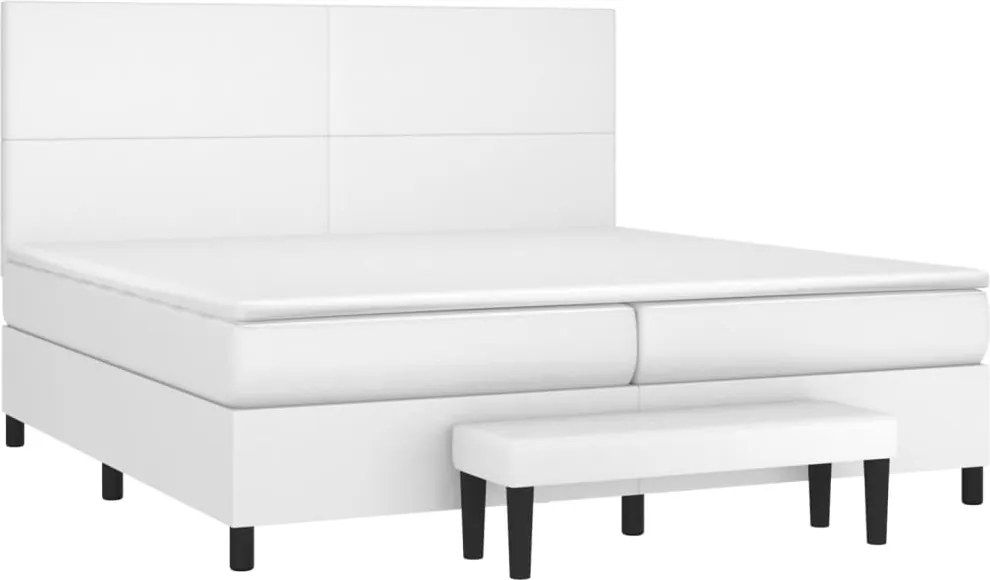 Box spring postel s matrací bílá 200x200 cm umělá kůže 3137564