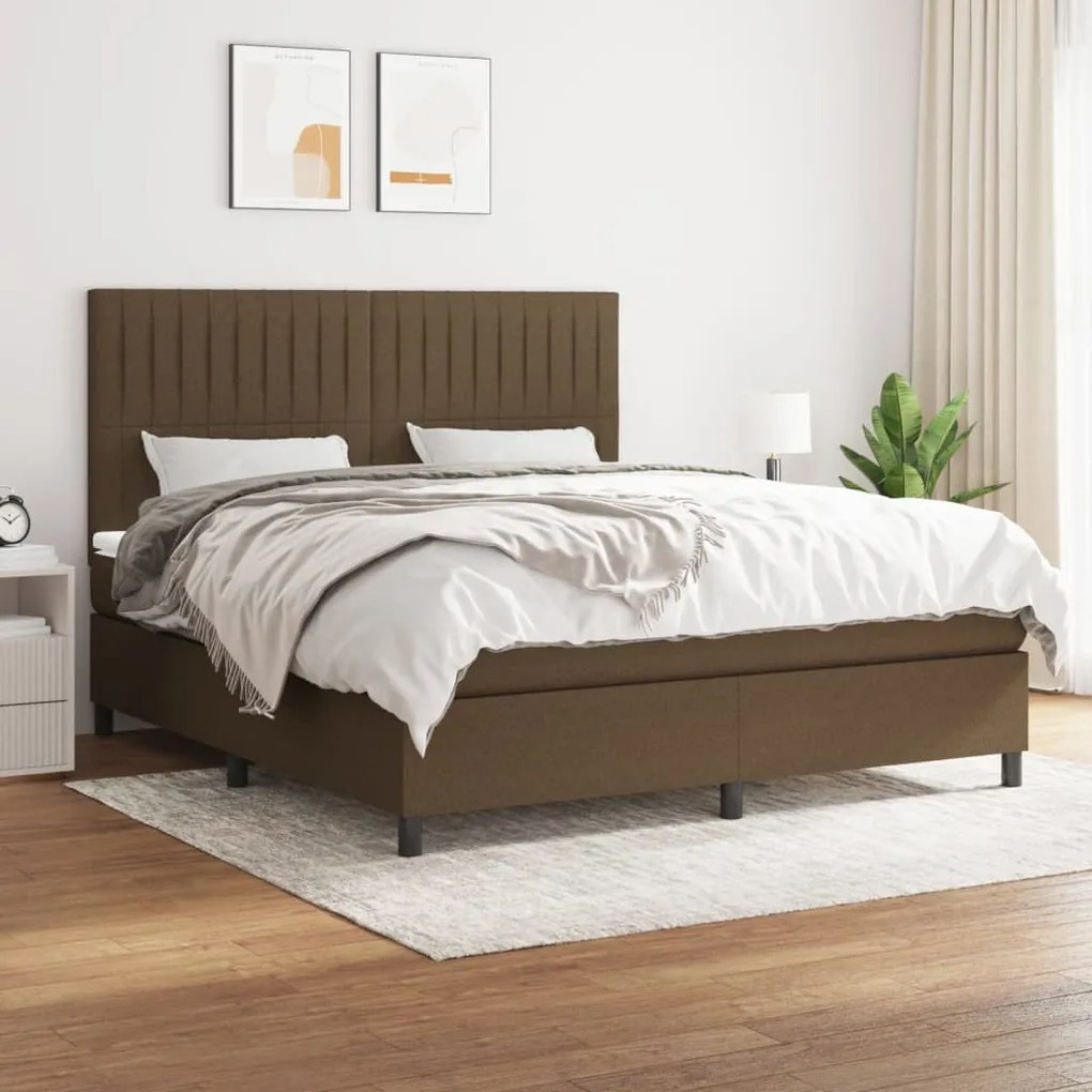 Box spring postel s matrací tmavě hnědá 120x190 cm textil