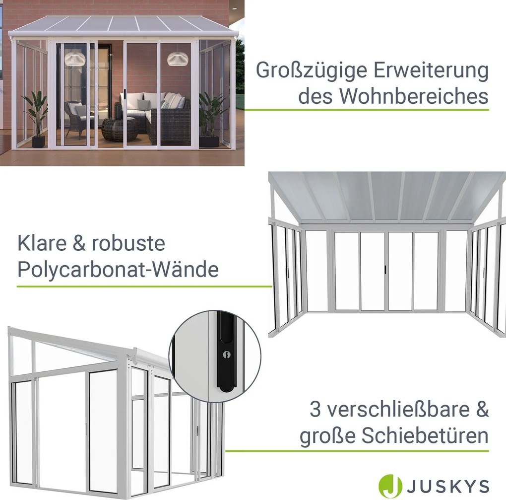 Juskys Zimní zahrada s akrylátovým zasklením Barva: tmavě šedá, Velikost: 550 × 300 cm