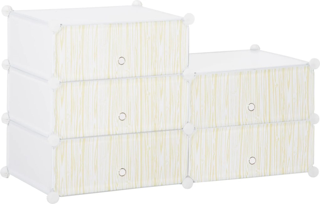 HOMCOM Plastový Stojan na Boty pro 6 Párů Obuvní Box do Předsíně, DIY Stohovatelné Regály Bílý 49 x 36,5 x 108 cm
