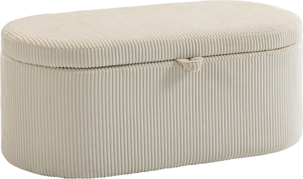 HOMCOM čalouněná lavice s úložným prostorem, manšestr – 105 × 51 × 49 cm, nosnost 200 kg, béžová