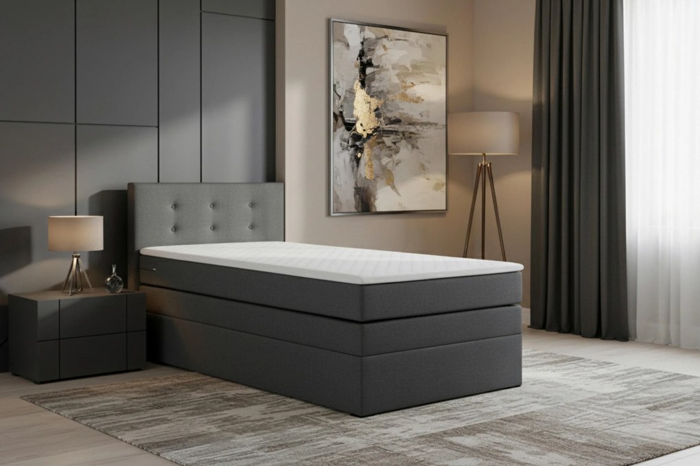 XXXLutz POSTEL BOXSPRING, 90/200 cm, antracitová MID.YOU - Postele s úložným prostorem - 000044003406