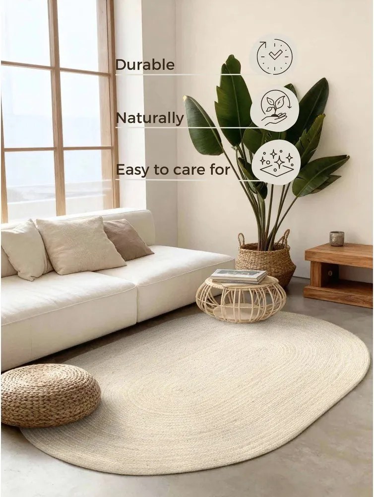 Krémový oboustranný/ručně tkaný jutový koberec 160x230 cm Braided – Hanse Home