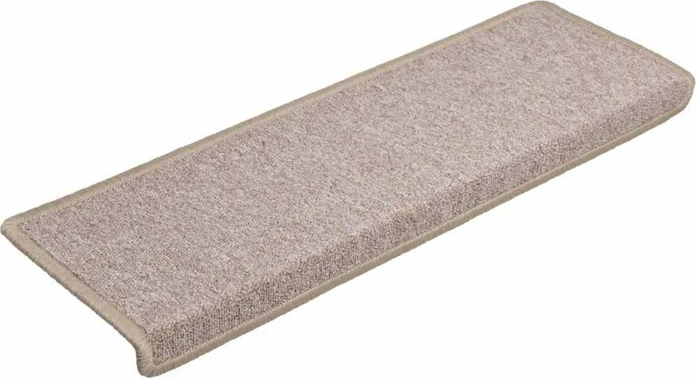 Schodové rohože 15 ks 65 x 21 x 4 cm béžové s obdélníkovým okrajem 134573