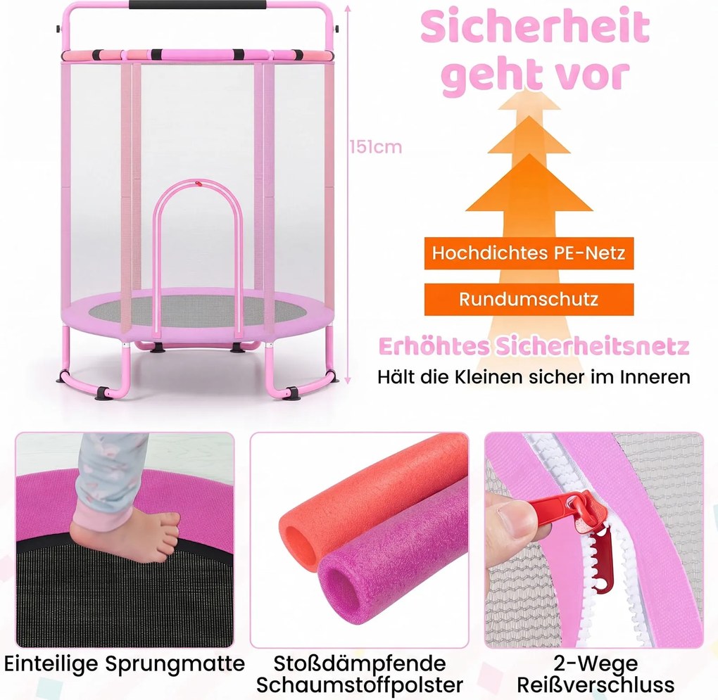 Costway Trampolína pro děti 154 cm 6 v 1 Dětská trampolína s – růžový