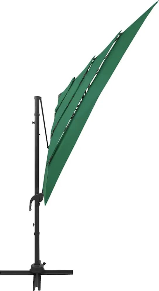 4stupňový zahradní slunečník hliníková tyč zelený 250 x 250 cm 313821