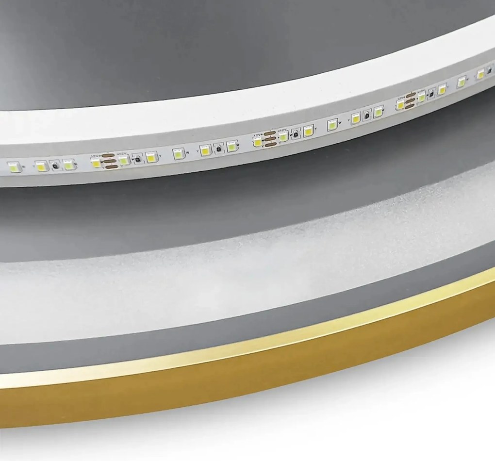 Nástěnné zrcadlo s LED osvětlením MMJ 50 cm růžově zlaté