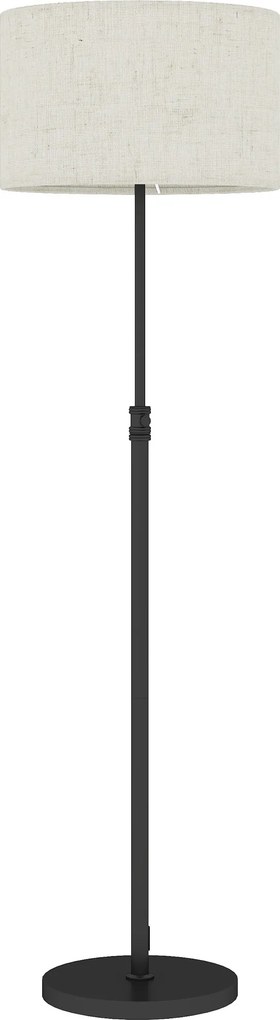 HOMCOM Stojací lampa s dálkovým ovládáním, výškově nastavitelná, látkové stínidlo, kovový stojan, nastavitelná jas, nožní spínač, černá