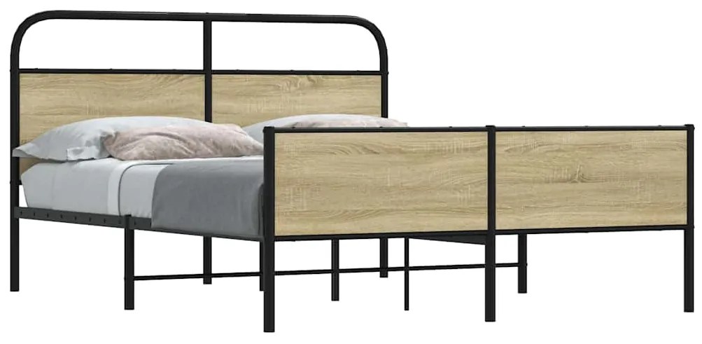 Kovový rám postele bez matrace dub sonoma 160 x 200 cm 3318694