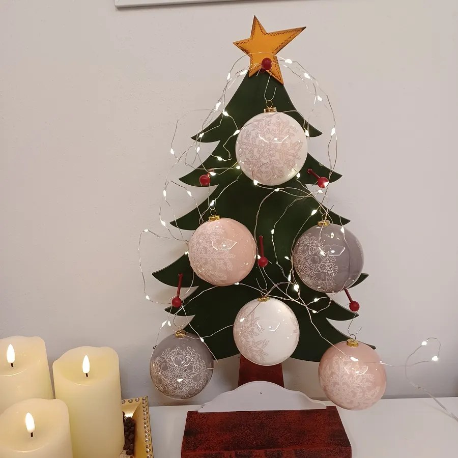 Sada vánočních ozdob koule 8 cm, vločky 3 barvy, plast, balení 6 ks