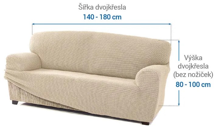 Super strečové potahy NIAGARA smetanová dvojkřeslo (š. 140 - 180 cm)