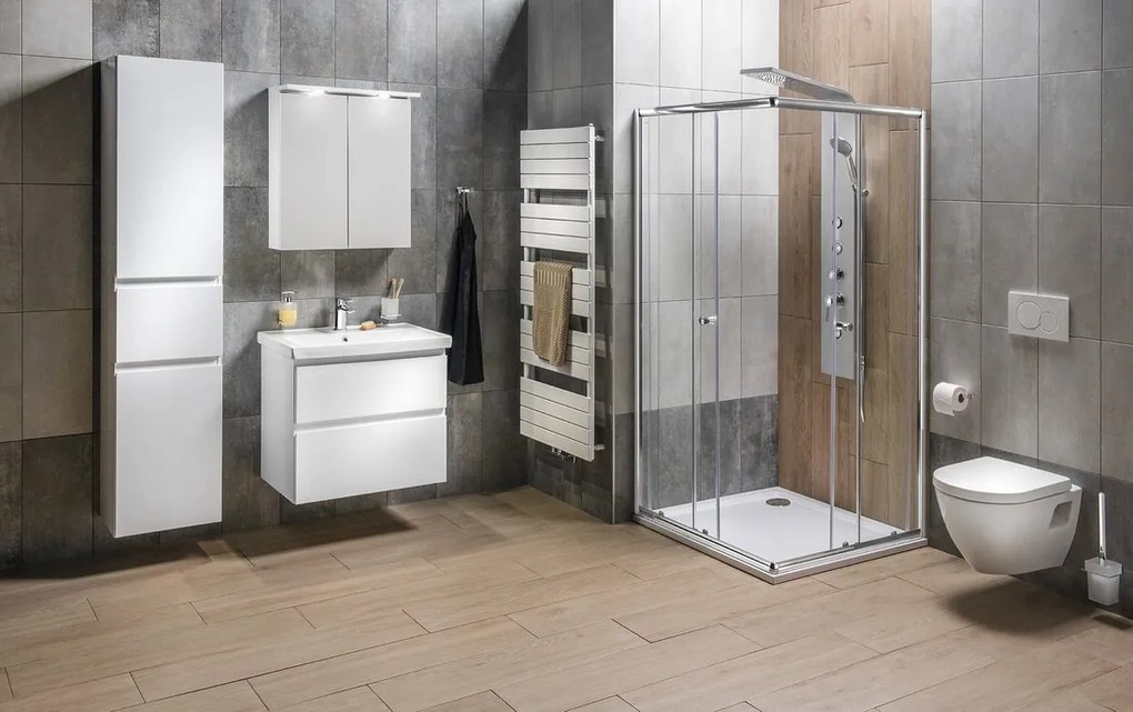 Aqualine Aqualine, ALTAIR vysoká skříňka s košem 40x184x31cm, černá mat, levá, AI685L
