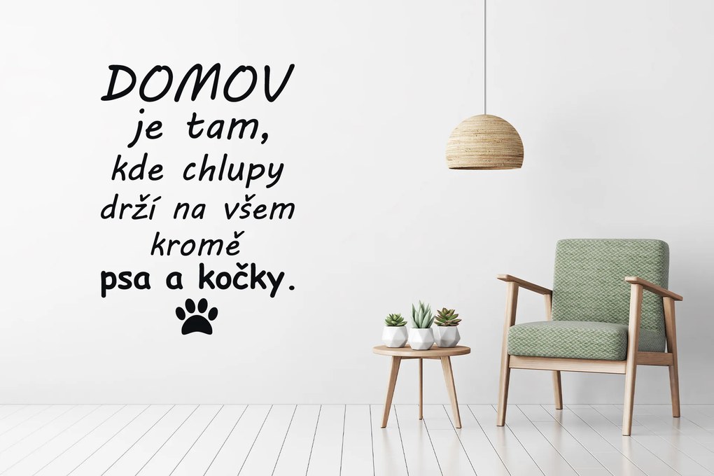 Samolepka na zeď Domov - chlupy Barevná varianta: Černá, Velikost (šířka x výška): 30x42cm