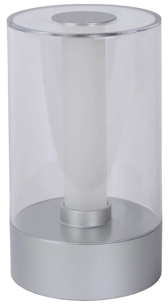 Lucide 26501/03/12 stolní LED lampa Tribun dobíjecí, saténový chrom, stmívatelná, 2,5W, 16cm