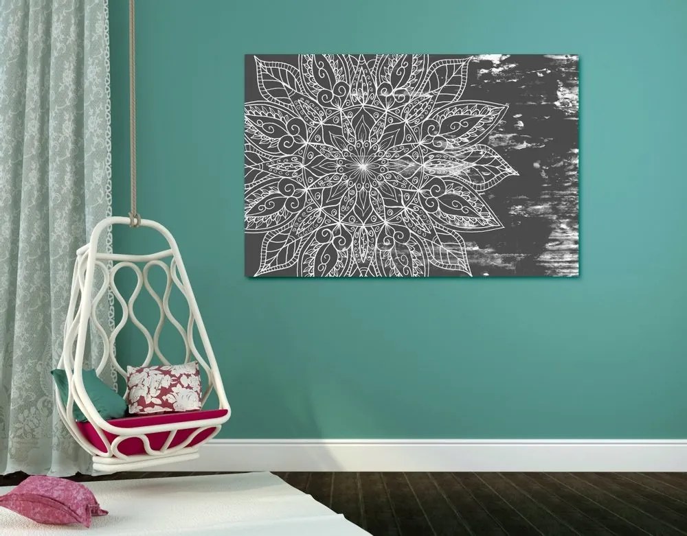 Obraz textura Mandaly v černobílém provedení - 90x60 cm