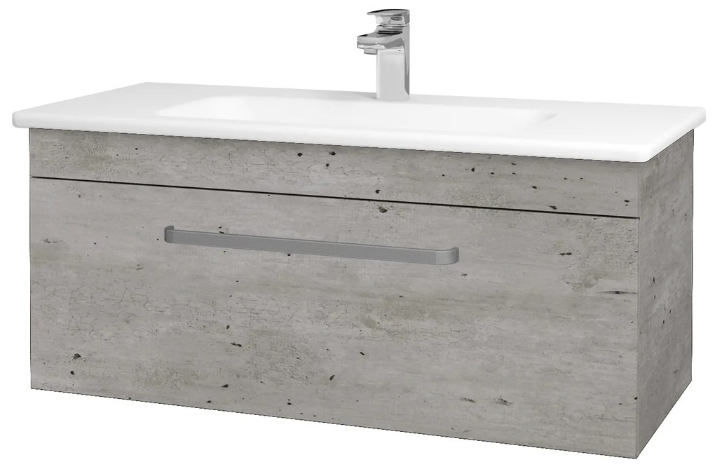 Dřevojas Koupelnová skříň ASTON SZZ 100 Varianta: N01 Bílá lesk / Úchytka T01 / D01 Beton