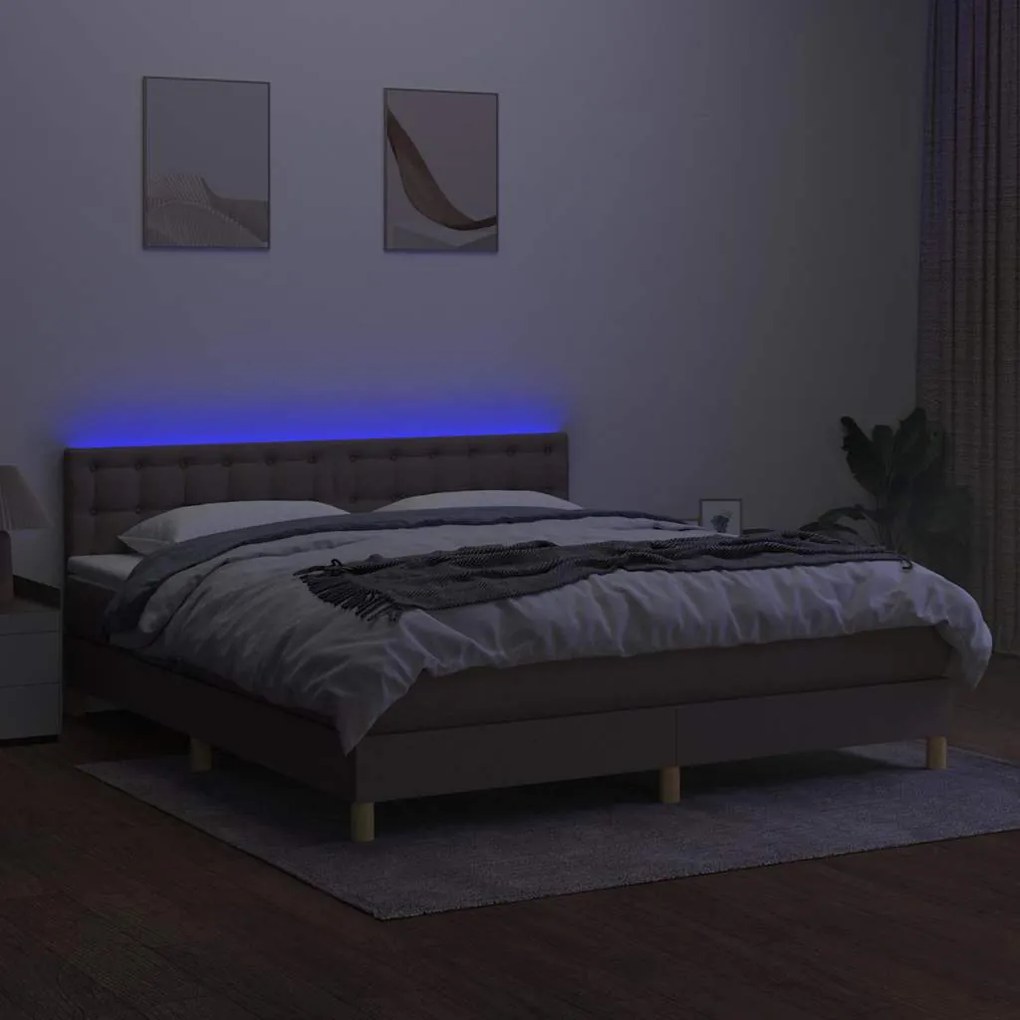 Box spring postel s matrací a LED taupe 180x200 cm textil 3134057