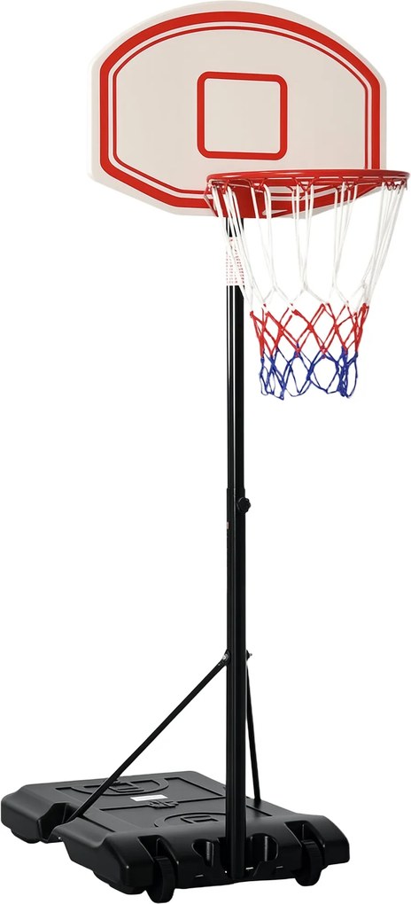 HOMCOM Venkovní basketbalový koš, nastavitelná výška 175-215 cm s kolečky, vnitřní basketbalový koš s podstavcem 71 x 45 cm, dárek pro teenagery | Aos