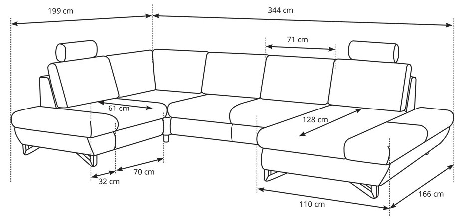 Sedací souprava AVESTA IV | 166x344x199 cm | rozkládací + 2x úložný prostor | VÝBĚR TKANIN