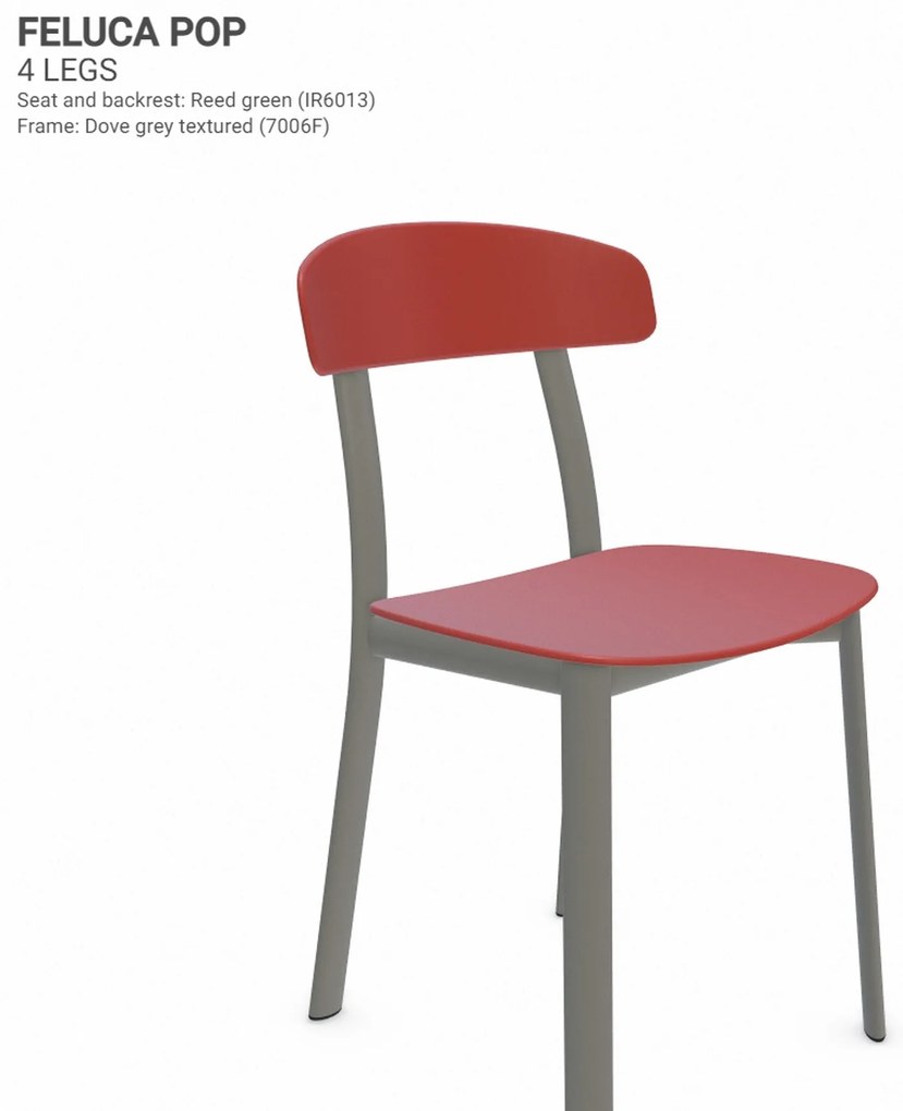 Židle Feluca Pop Barva kovové konstrukce: Dove grey fine textured 7006F, Barva sedáku a opěradla z recyklovaného plastu: Coral red IS527