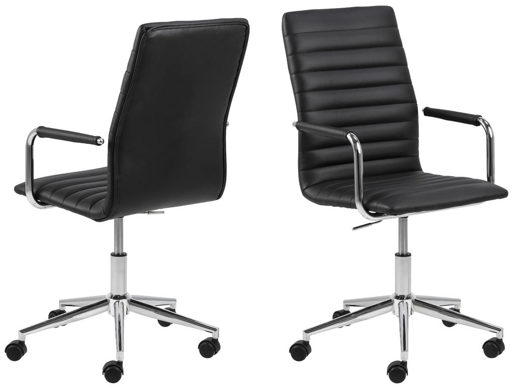 Actona Černá kožená kancelářská židle Lyndon II 45x58x103 cm