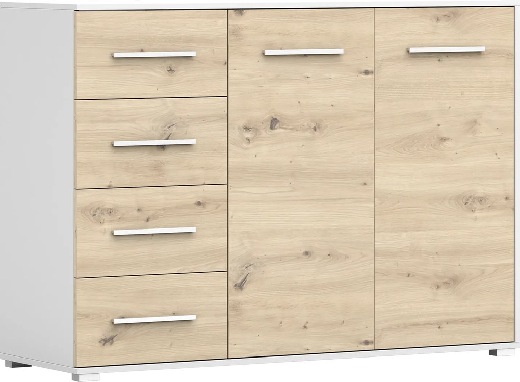 IDZ Komoda FRIDA 2D4S 01, 135 cm Dub Artisan / Bílá