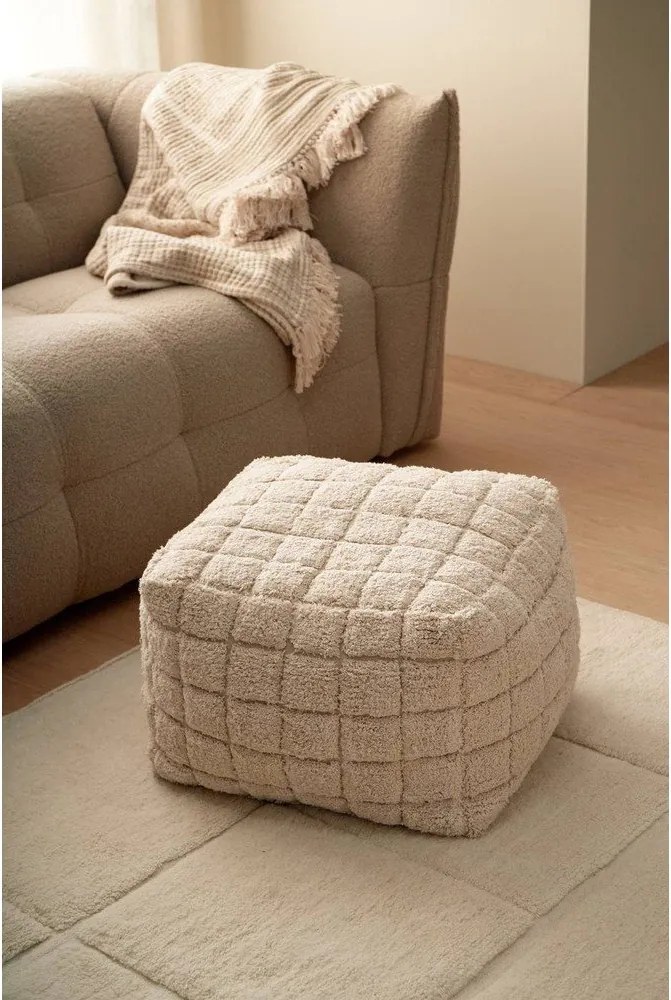 Krémový taburet Check – Ellos Home