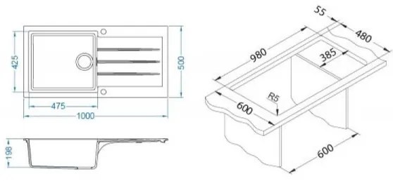 ALVEUS 1140597 - Kuchyňský dřez CADIT 100x50 cm granit/béžová