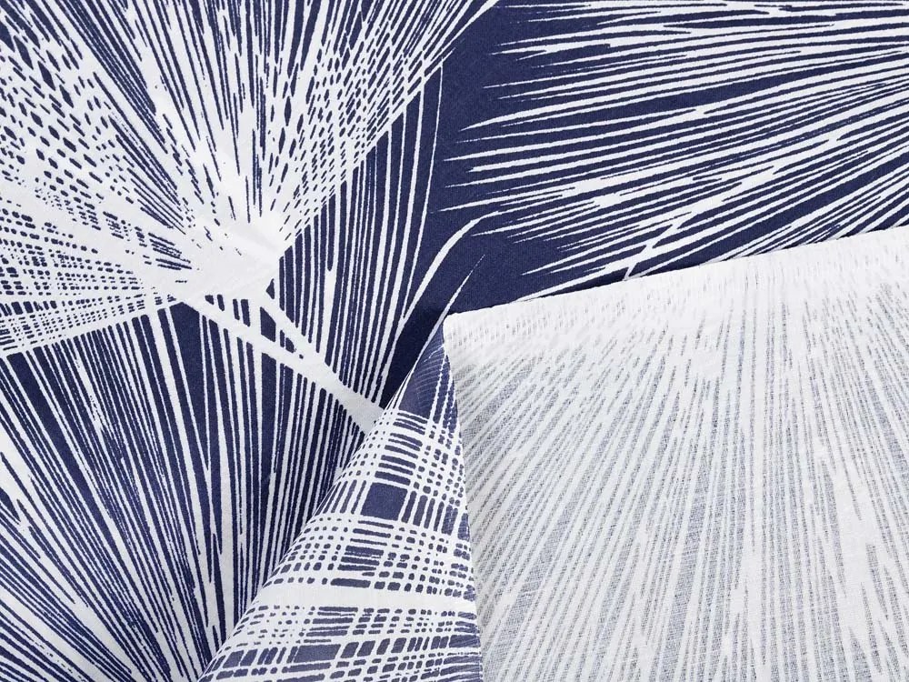 Biante Bavlněný závěs Sandra SA-414 Bílé abstraktní chmíří na modrém 150x150 cm