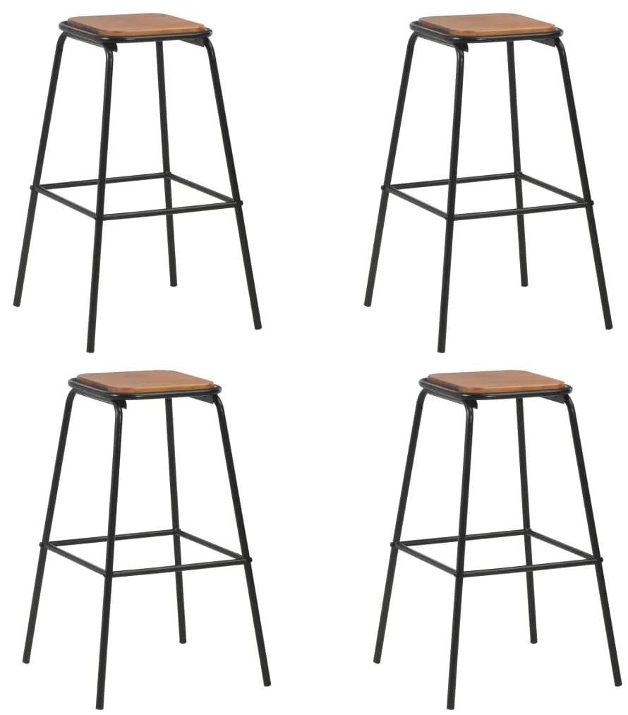 Barové stoličky 4 ks černé masivní borové dřevo a ocel,  3054556