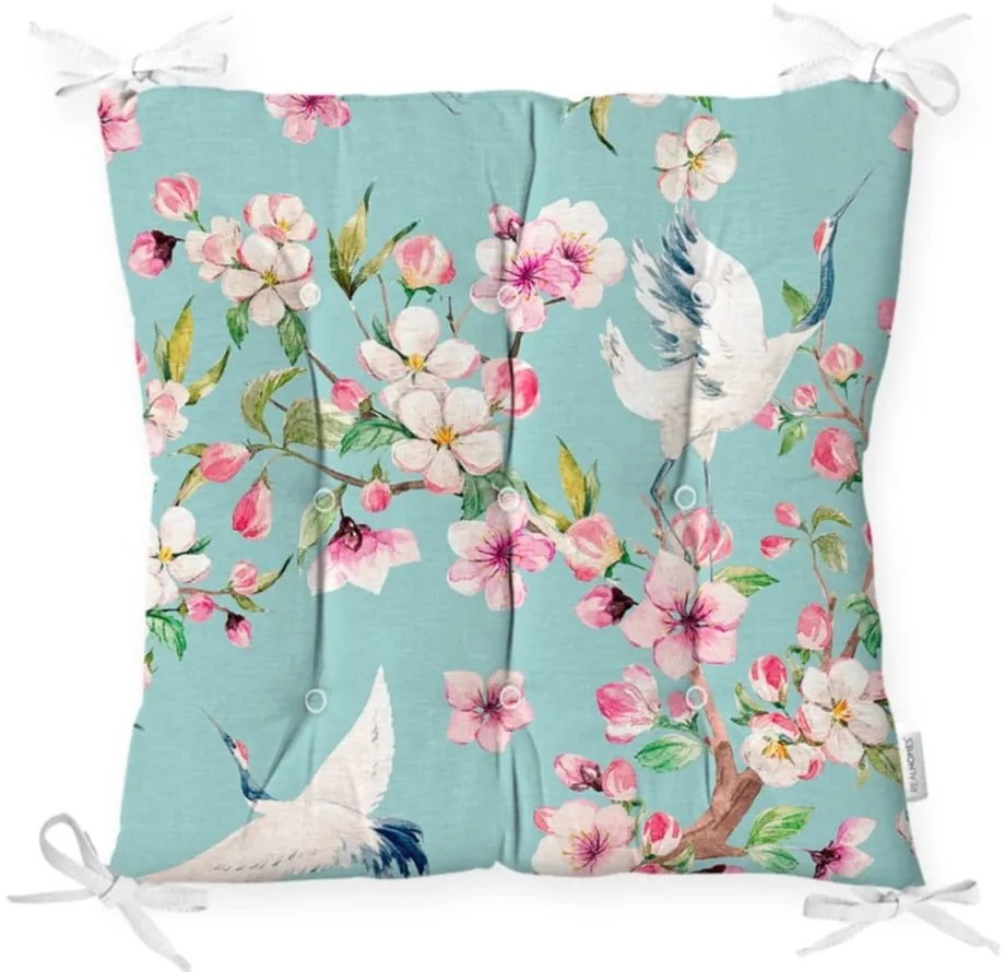 Podsedák na židli Minimalist Cushion Covers Flowers and Bird, 40 x 40 cm