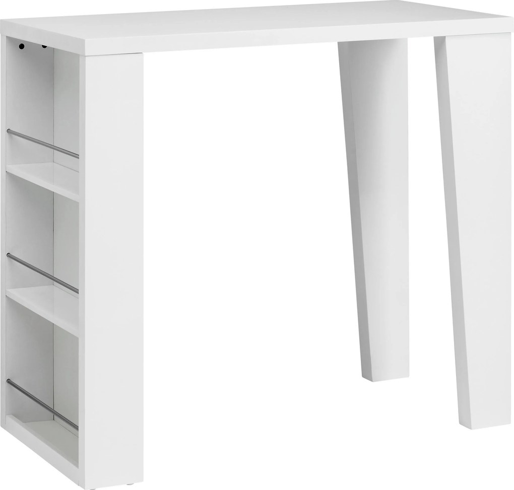 XXXLutz BAROVÝ STŮL, vysoce lesklá bílá, 120/107/60 cm - Barové stoly - 002858002701