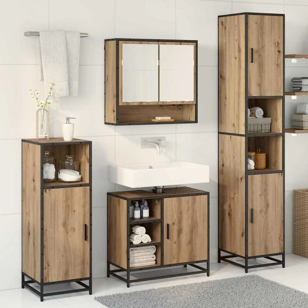 Sada koupelnového nábytku 3 ks Artisanový dub Kompozitní dřevo 3402439