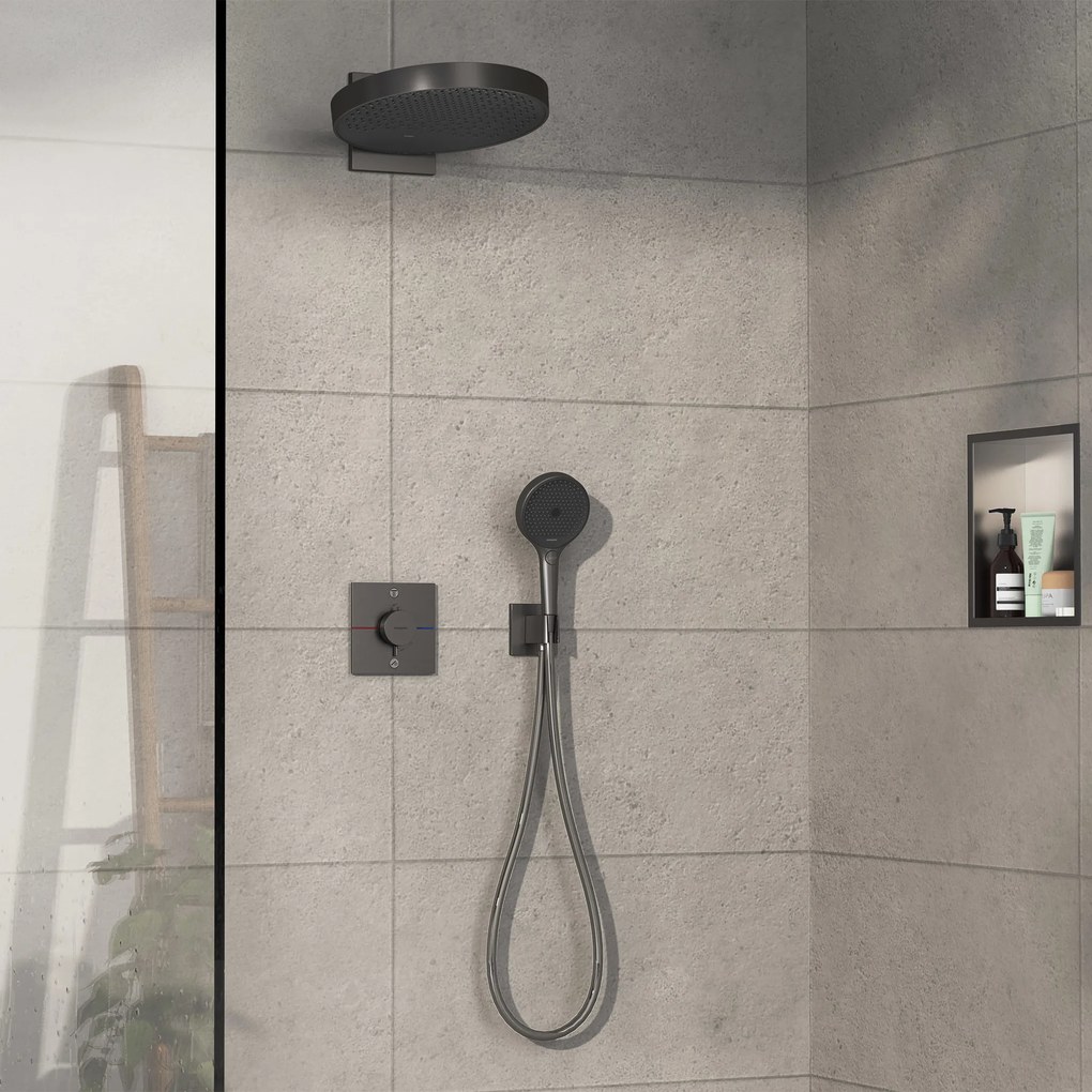 Hansgrohe ShowerSelect Comfort E, termostat pod omítku pro 2 spotřebiče, kartáčovaný černý chrom, HAN-15572340