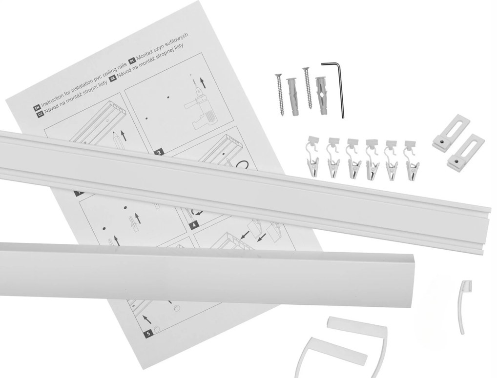 Dekodum Dvouřadá hliníková stropní kolejnicová garnýž s krytem bílá 300 cm