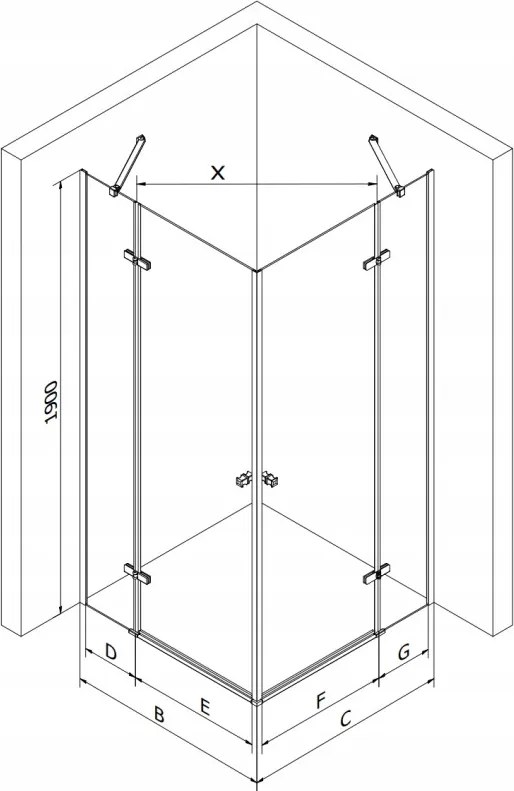 Mexen Roma Duo, sprchový kout 100 (dveře) x 90 (dveře) cm, 6mm čiré sklo, zlatý profil, 854-100-090-50-00-02