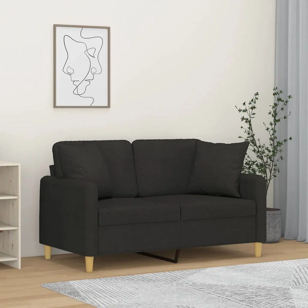 2místná pohovka s polštáři černá 120 cm textil 3200905