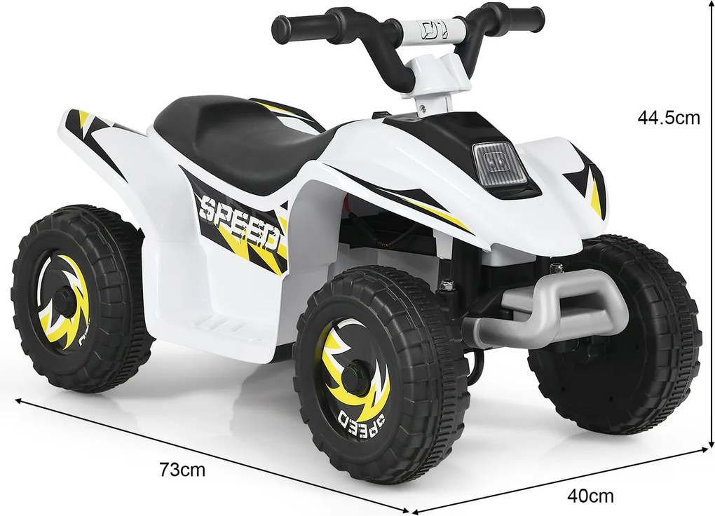 Costway 6 V baterie Quad Mini Quad pro batolata – 73 × 40 × 44,5 cm, bílý
