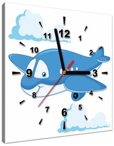 Tištěný obraz s hodinami Modré letadlo 30x30cm ZP3100A_1AI
