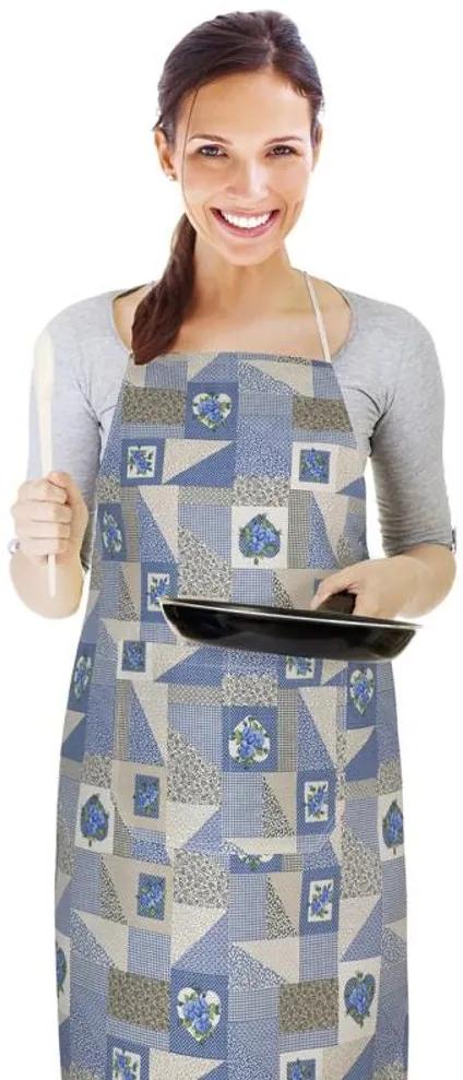 Kuchyňská zástěra EMA - zástěra 67x84 cm patchwork modrý