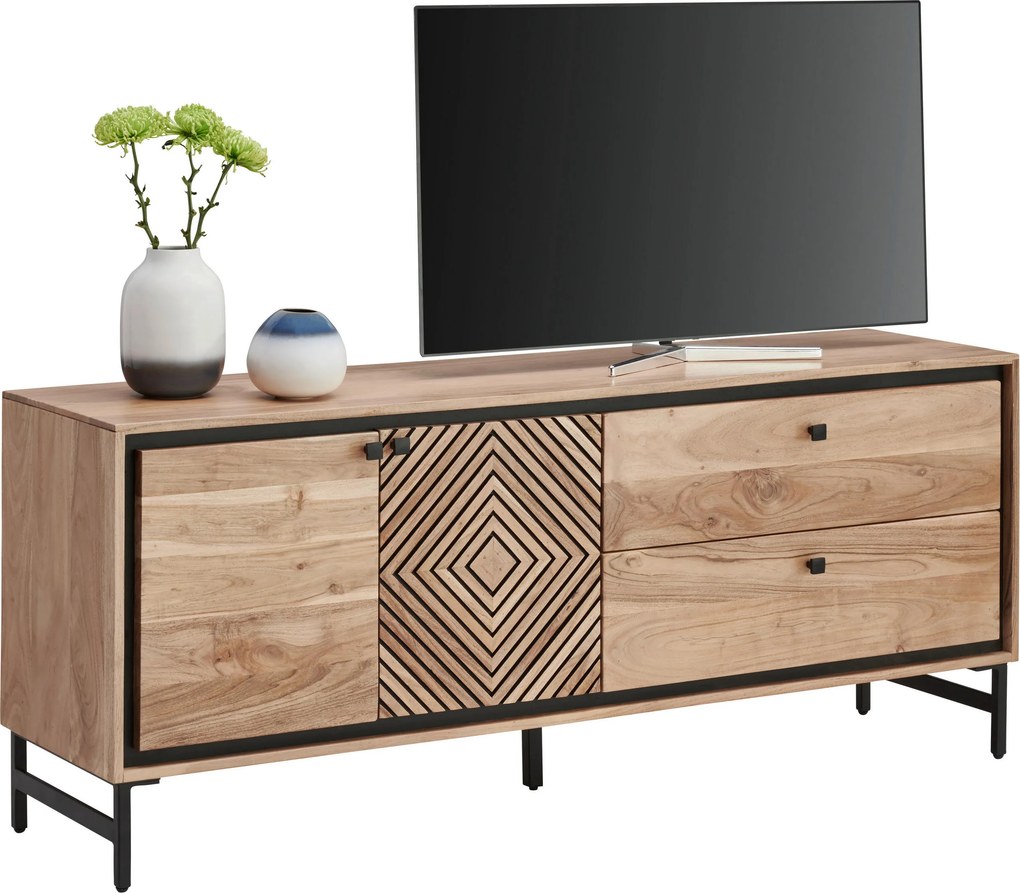 XXXLutz NÍZKÁ KOMODA, akácie, černá, barvy akácie, 160/65/40 cm Ambia Home - Komody z masivu - 001630014904