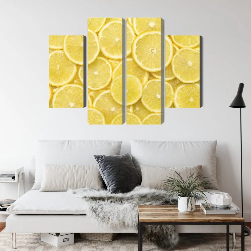 Vícedílný obraz Plátky Citronu Nedostatek Nedostatek Přírodní plátno 160x120