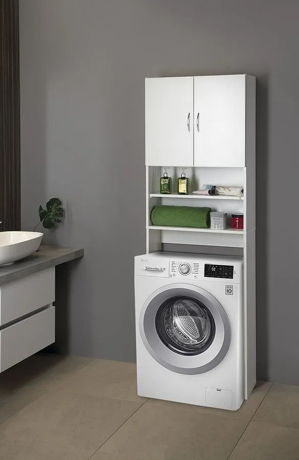 Aqualine Aqualine, SIMPLEX ECO skříňka za pračku 63x25x190cm, bílá, SIME715