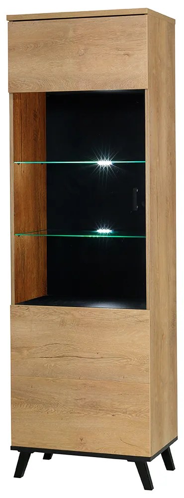 Obývací stěna JOHN II | 6 dílů | sestava C | 464 cm + stolek 101x61 cm | komoda dub lefkas světlý/černá