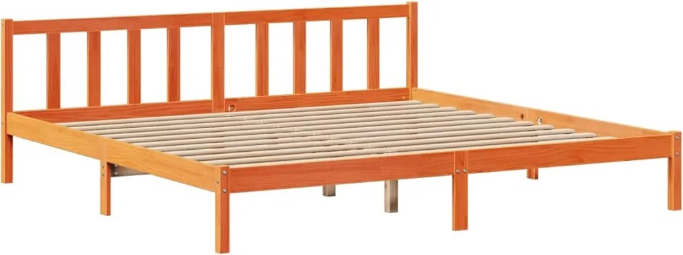 Postel s knihovnou bez matrace 200 x 200 cm masivní borovice 3321675